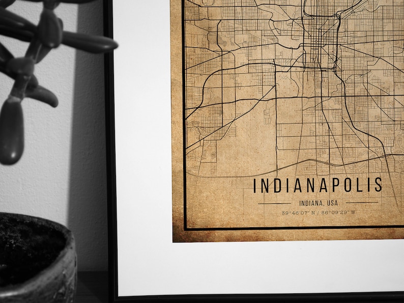 Indianapolis Vintage Map Poster Indianapolis Old Map Grunge - Etsy