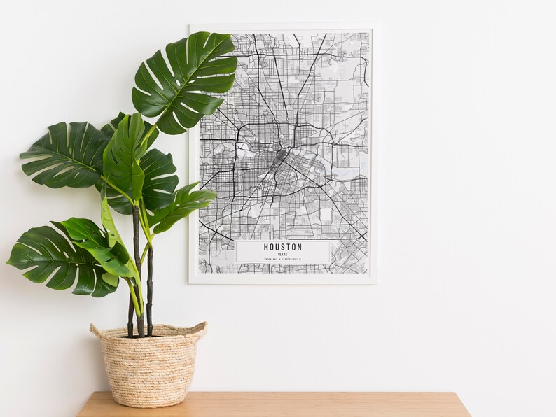 Houston Map Poster Houston City White Map Poster Houston - Etsy