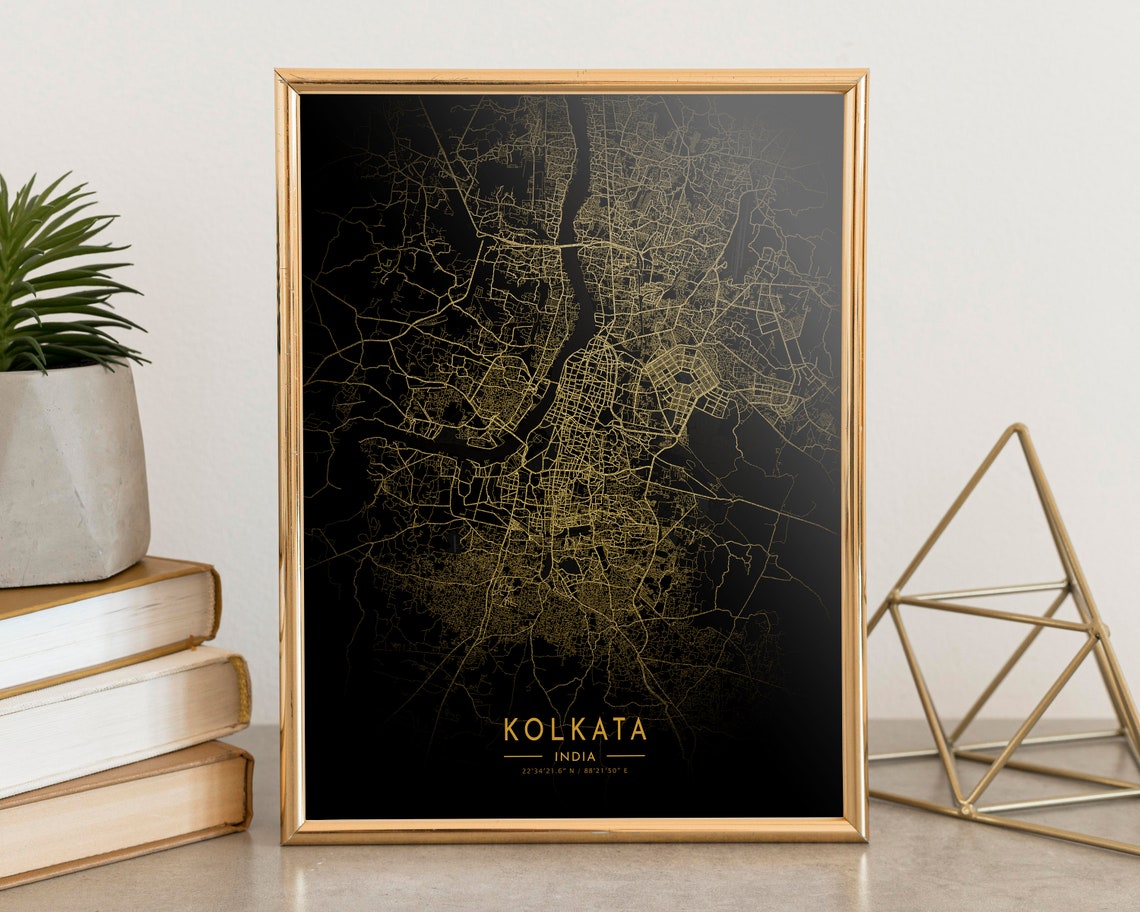 Kolkata Map Poster Kolkata City Gold Map Poster Kolkata - Etsy