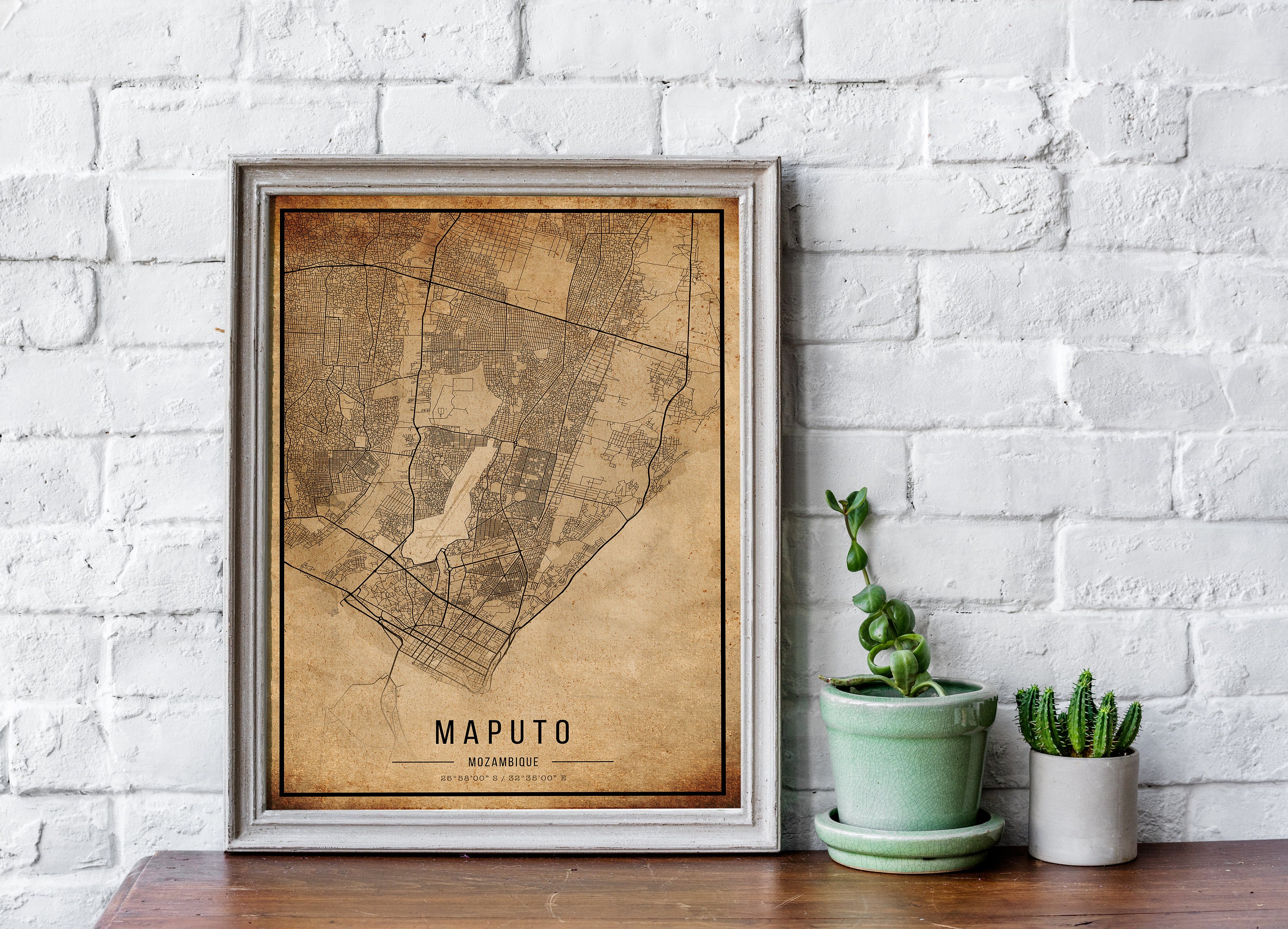 Maputo Vintage Map Poster Maputo Old Map Grunge Maputo Map - Etsy