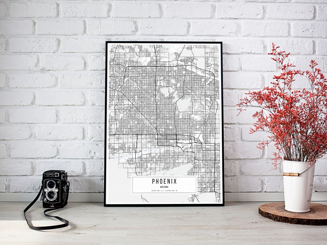 Phoenix Map Poster Phoenix City Map Poster Phoenix City | Etsy
