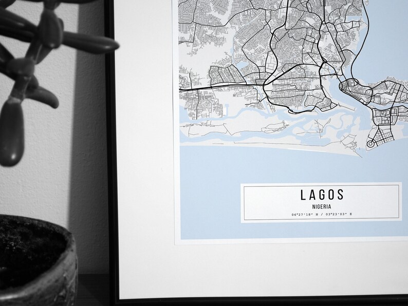 Lagos Map Poster Lagos City Map Poster Lagos City Sign | Etsy
