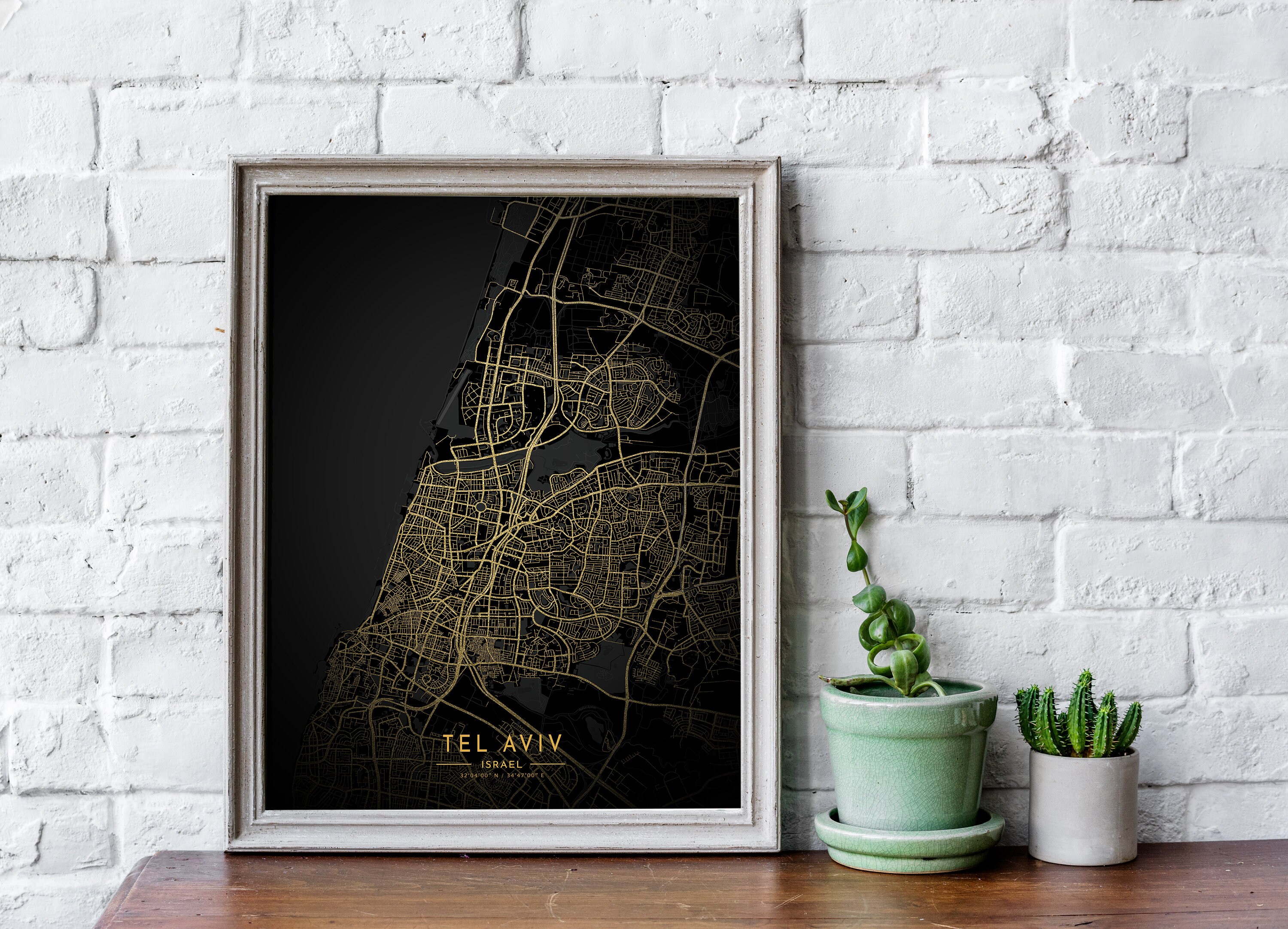 Tel Aviv Gold Map Poster Tel Aviv City Poster Tel Aviv Map | Etsy