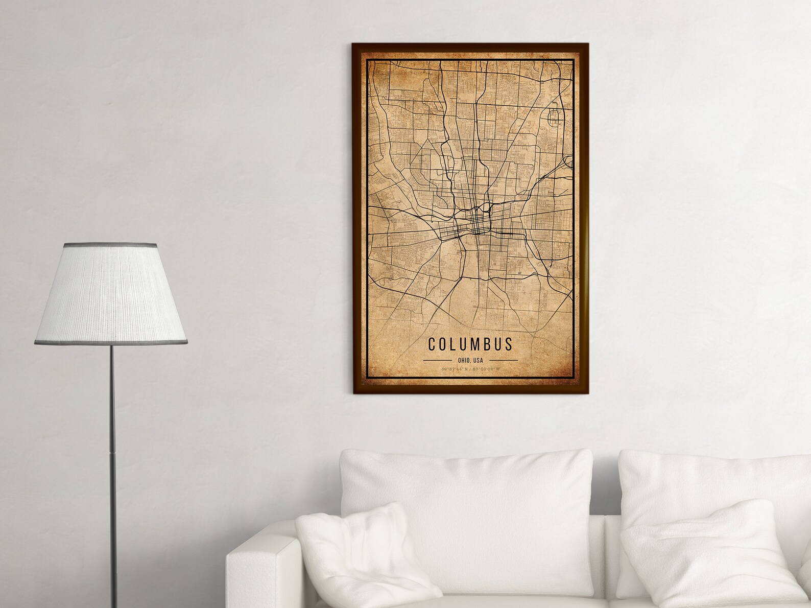Columbus Grunge Map Poster Columbus Old Style Map Vintage | Etsy