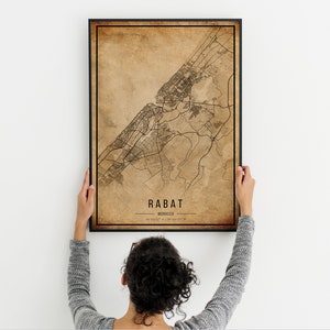 Rabat Vintage Map Poster, Rabat Old Map, Grunge Rabat Map, Rabat Old ...