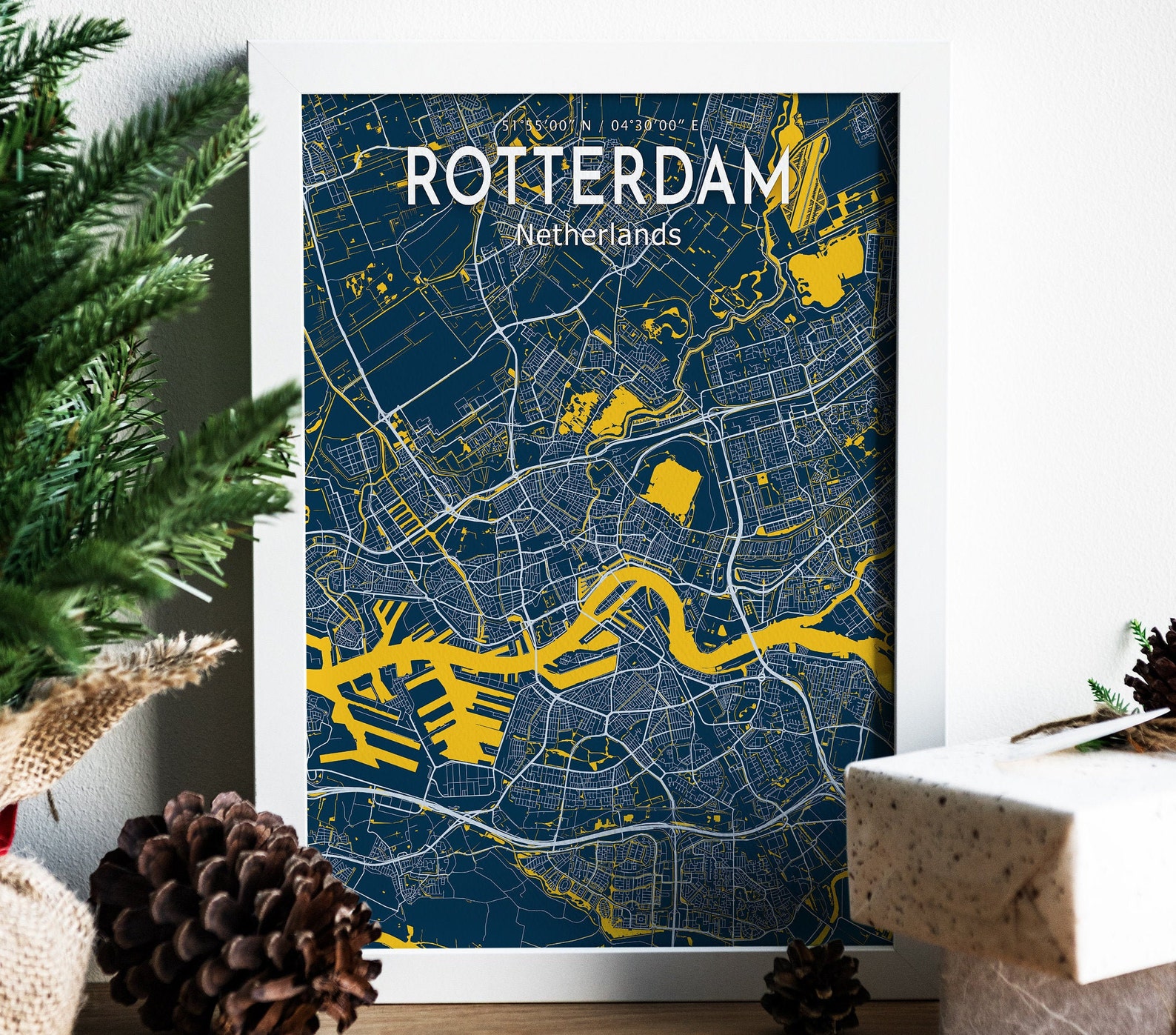 Rotterdam Blue Map Poster Rotterdam City Blue Map Poster | Etsy