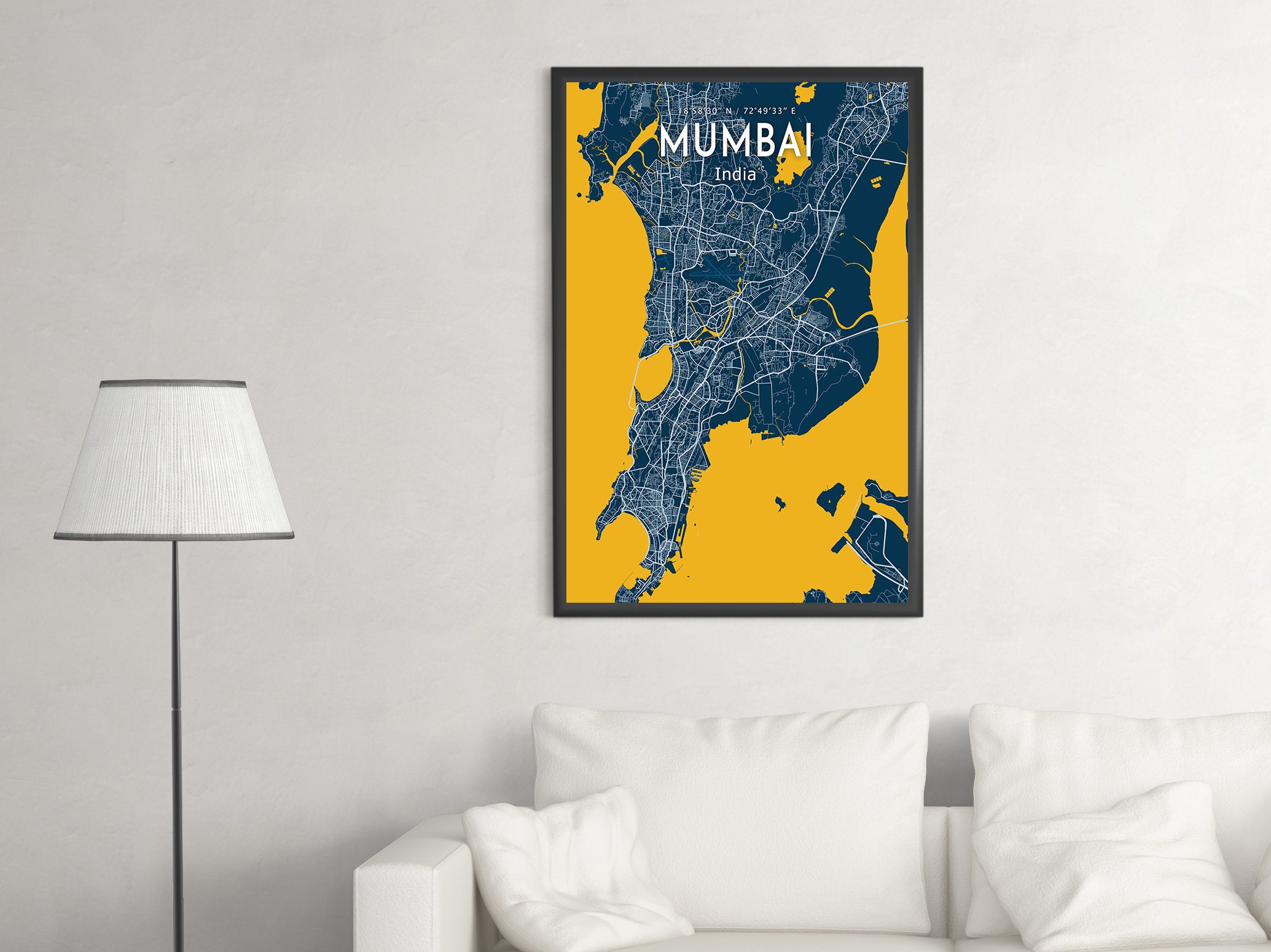 Mumbai India Map Print: Modern City Art Poster - Etsy