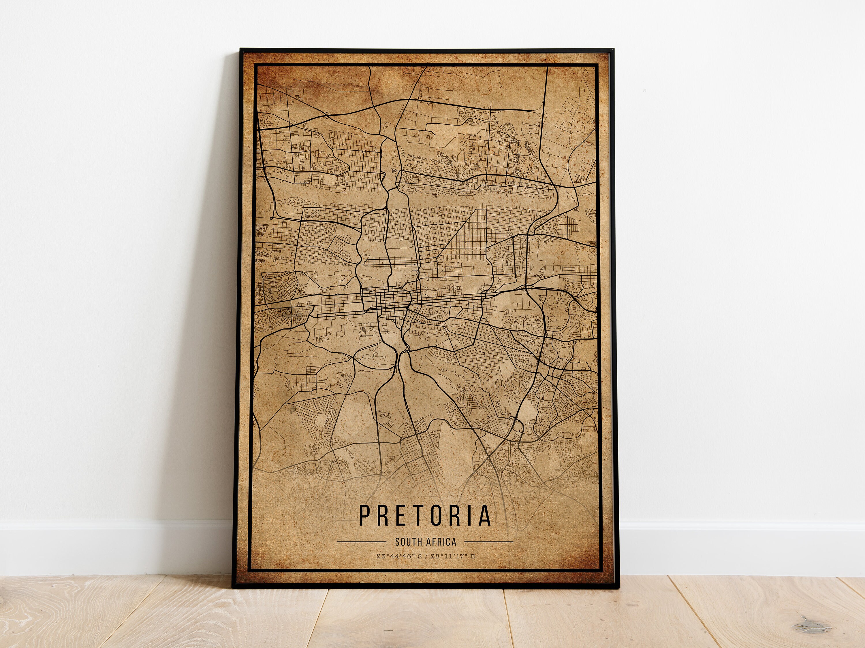 Pretoria Vintage Map Poster Pretoria Old Map Grunge Pretoria | Etsy