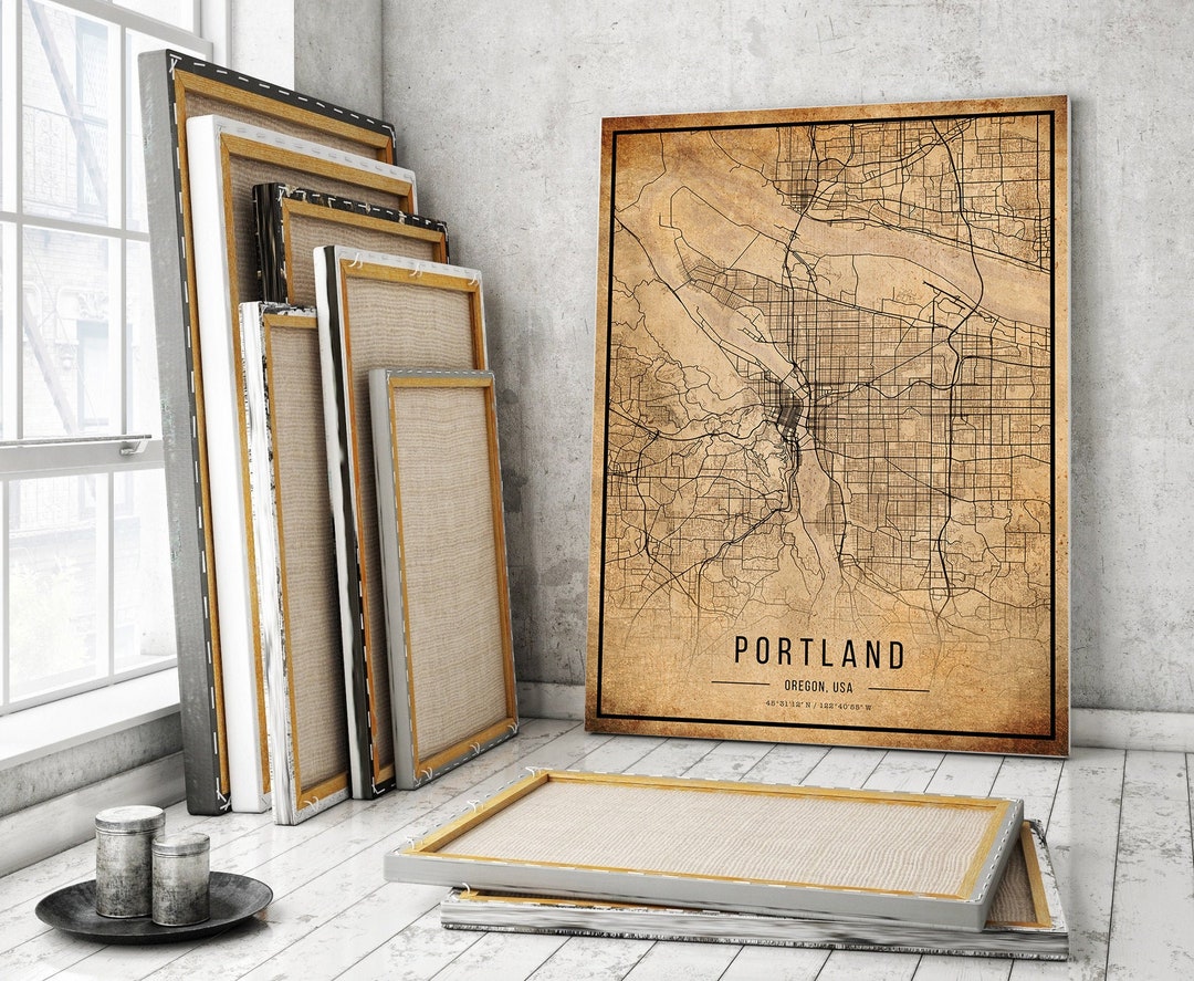 Portland Vintage Map Poster, Portland Old Map, Grunge Portland Map ...