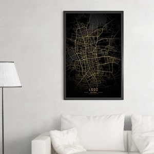 Lodz Gold Map Poster, Lodz City Poster, Lodz Map Printable, Poland Gift ...