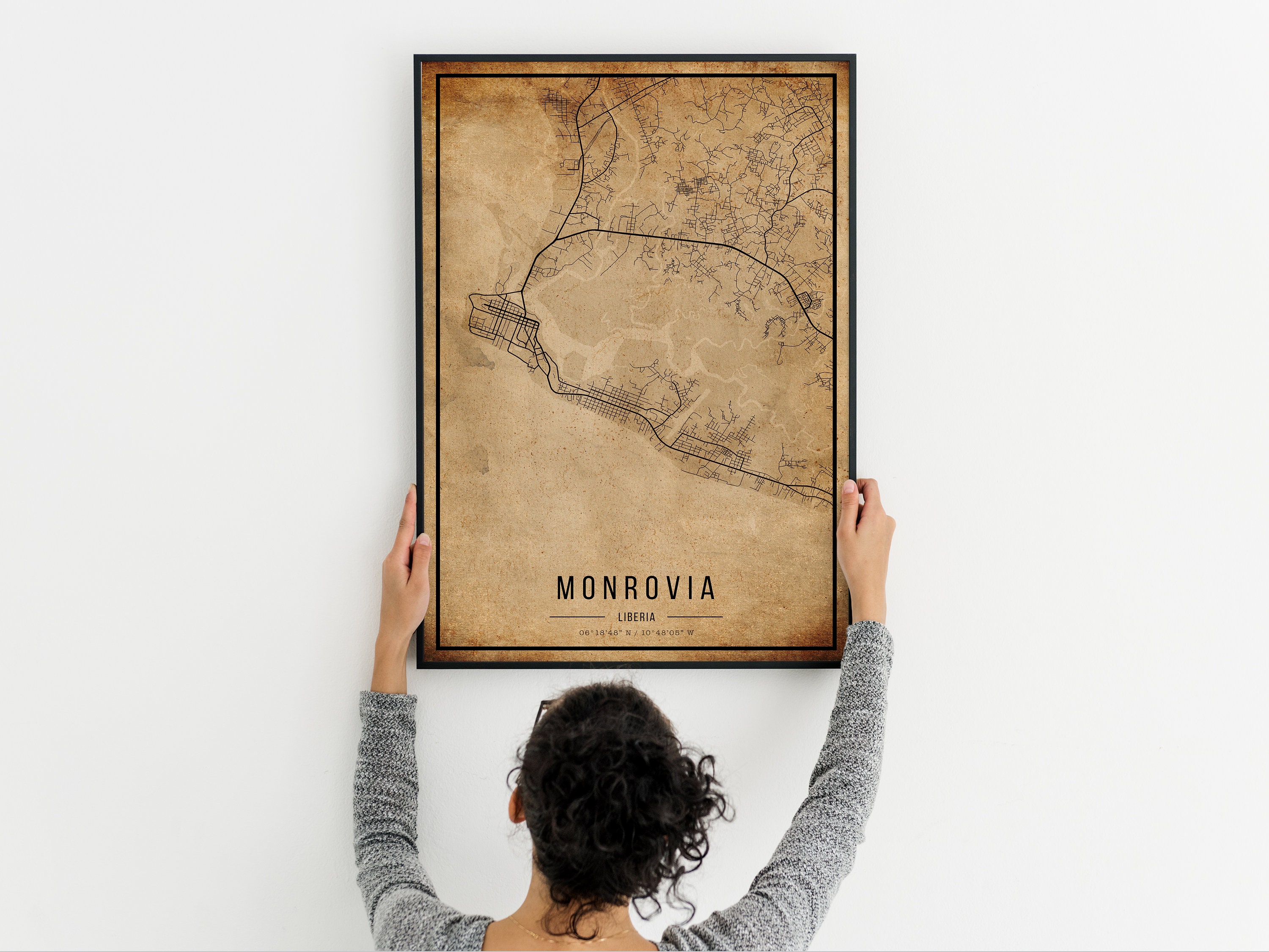 Monrovia Vintage Map Poster Monrovia Old Map Grunge Monrovia - Etsy
