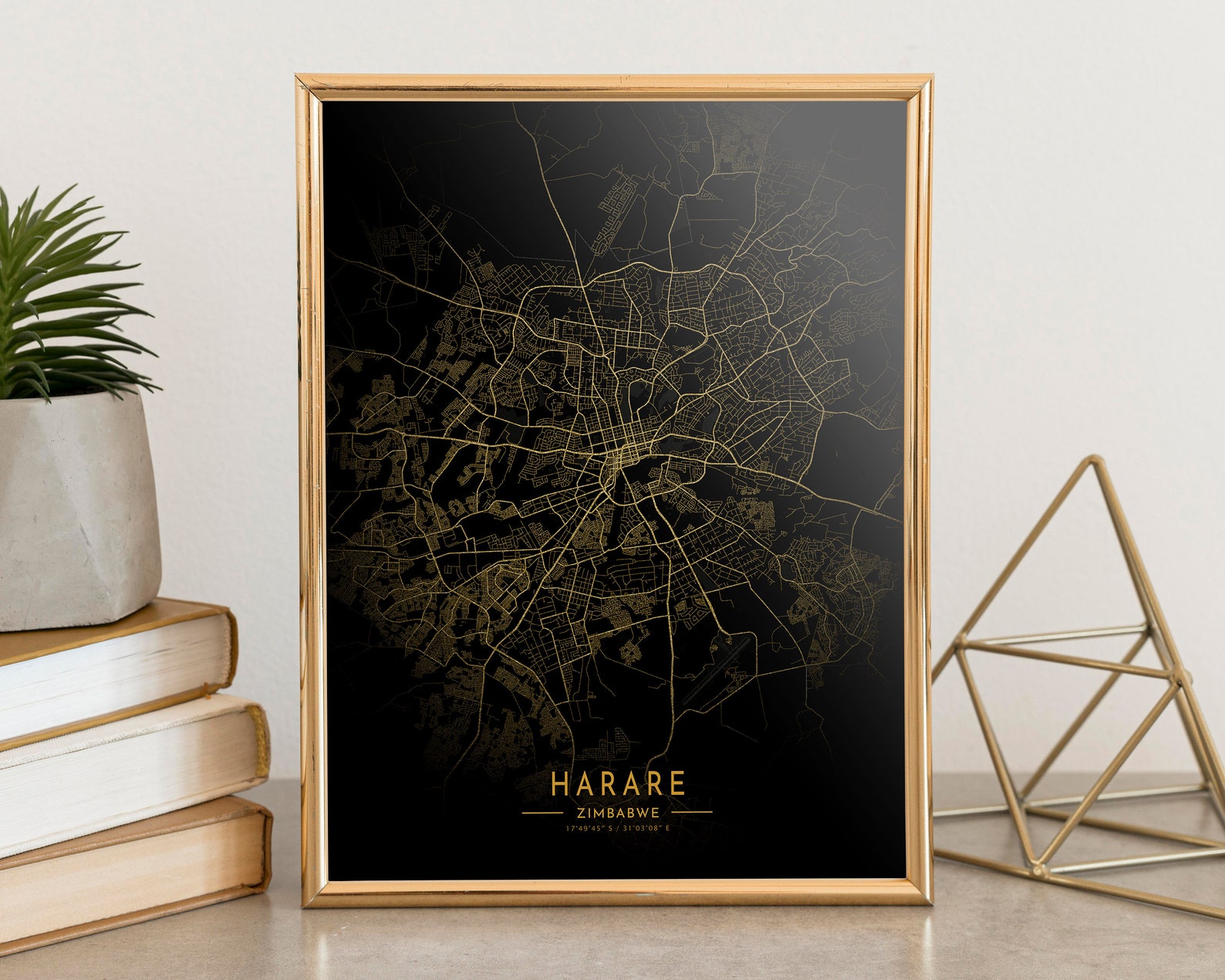 Harare Gold Map Poster Harare City Poster Harare Map | Etsy