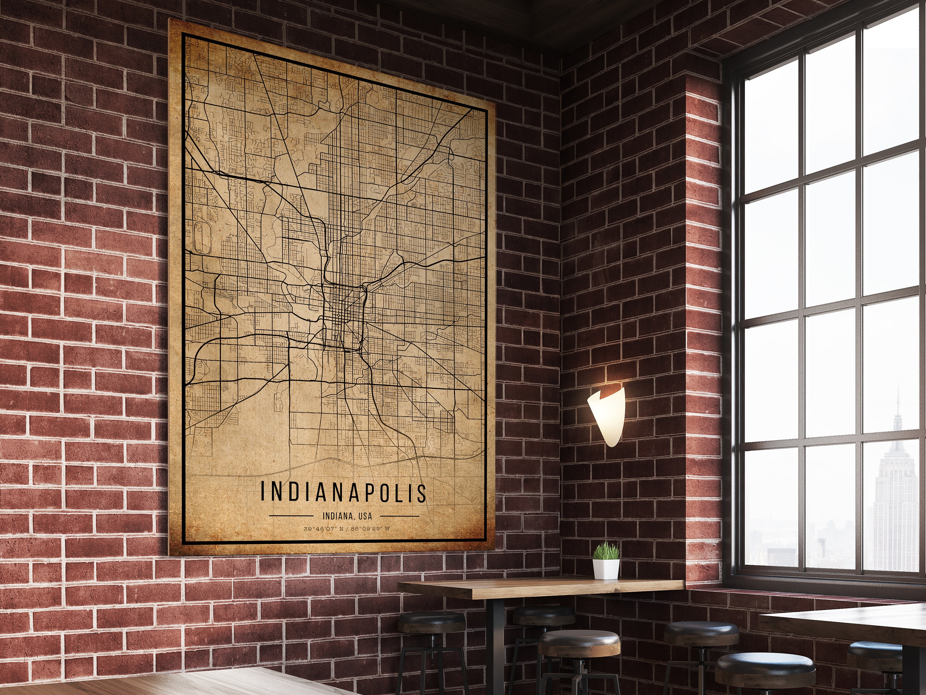 Indianapolis Vintage Map Poster Indianapolis Old Map Grunge - Etsy
