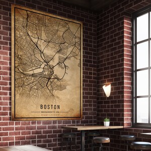Boston Vintage Map Poster, Boston Old Map, Grunge Boston Map ...