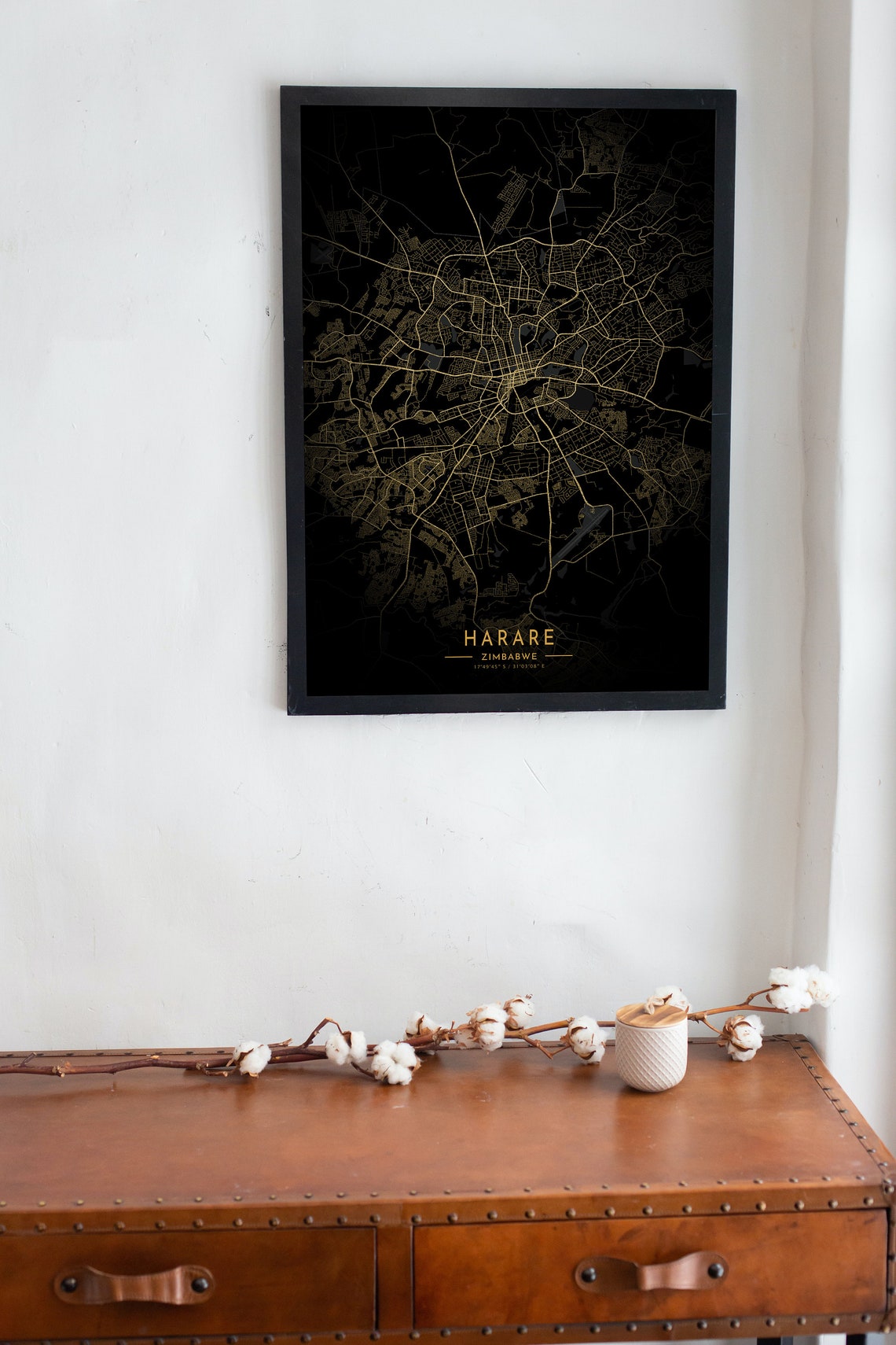 Harare Gold Map Poster Harare City Poster Harare Map | Etsy