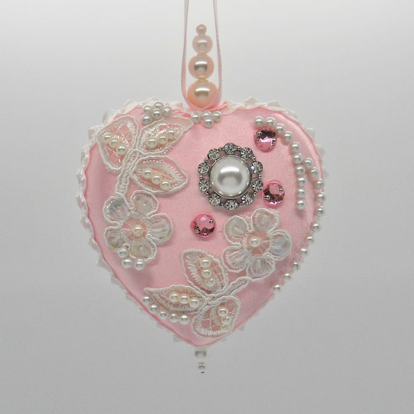 Pink Heart Ornaments - Etsy