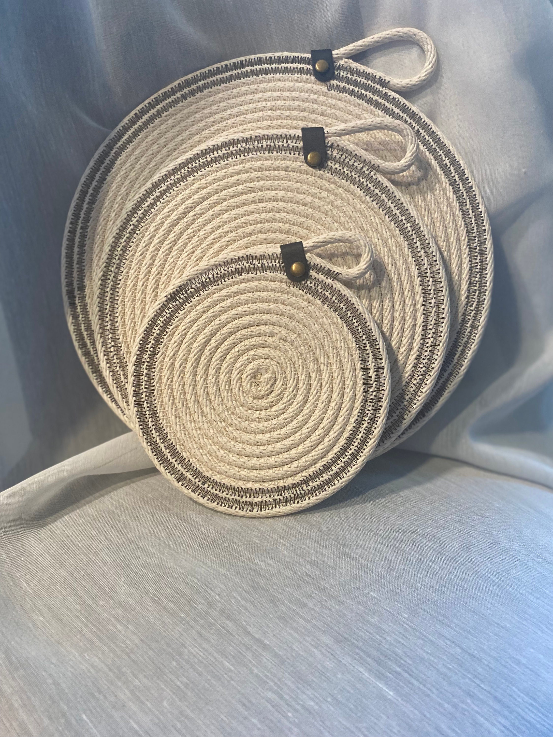 Rope Trivets Coiled Trivets. Hand Woven Hot Pad Plant Coaster. - Etsy ...