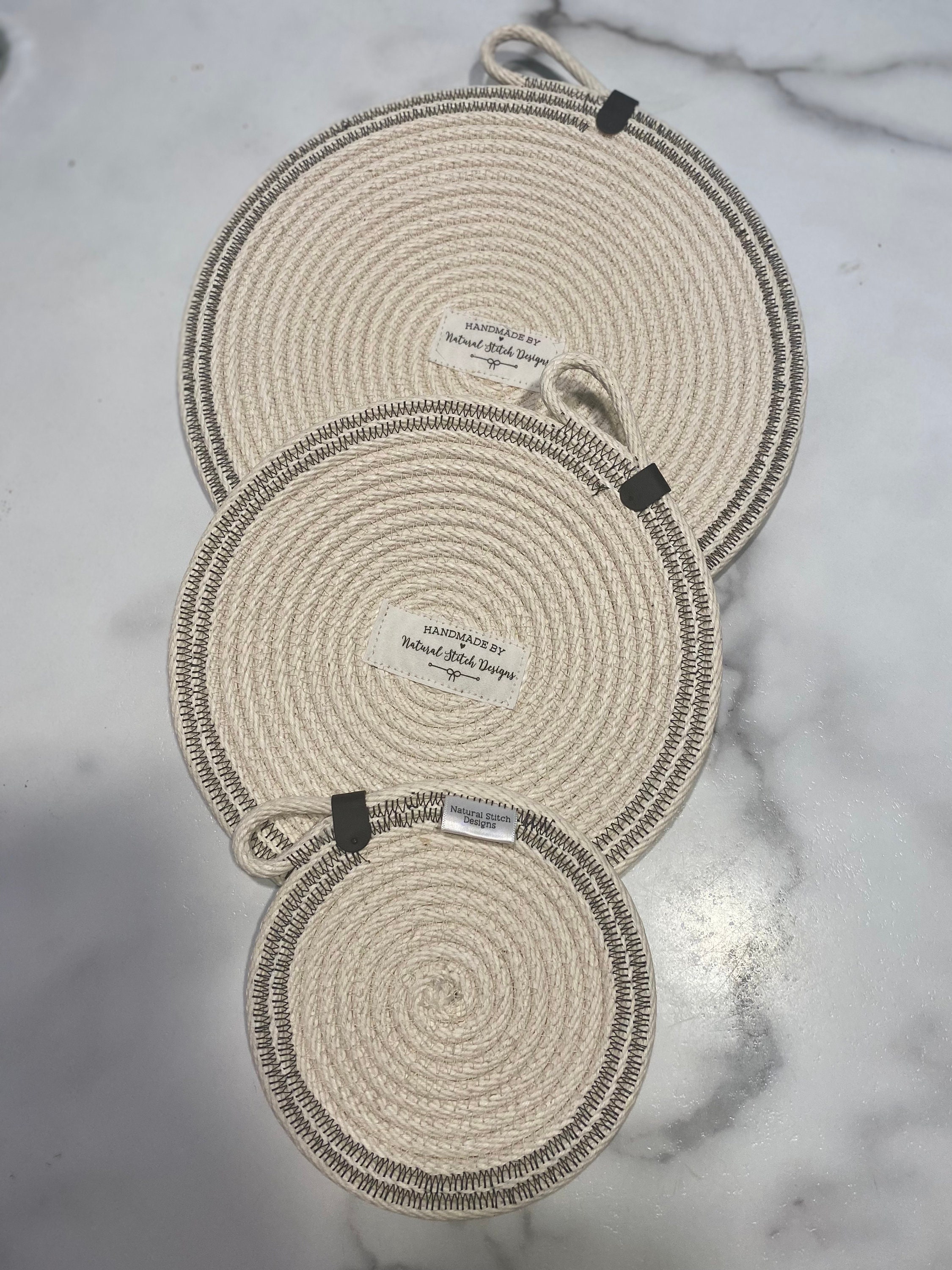 Rope Trivets Coiled Trivets. Hand Woven Hot Pad Plant Coaster. - Etsy ...