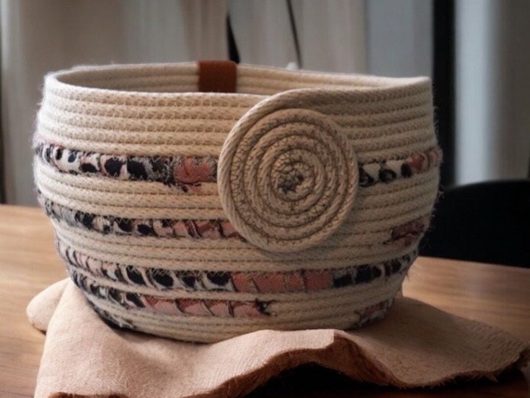 Rope Basket Handmade Woven Cotton Bowl Gift Basket. Fabric - Etsy