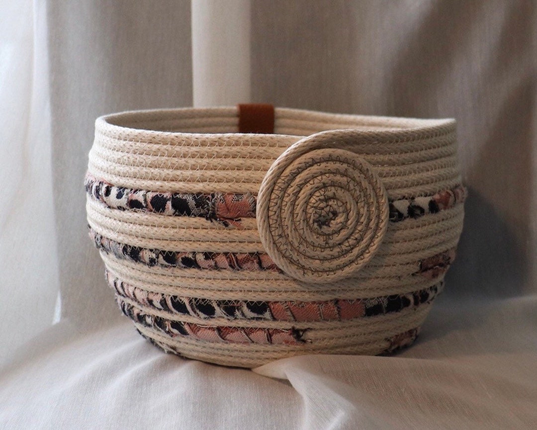 Rope Basket Handmade / Woven Cotton Bowl Gift Basket. Fabric - Etsy