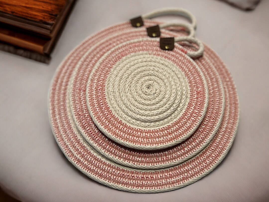 Rope Trivets Coiled Trivets. Hand Woven Hot Pad Plant Coaster. Vase ...