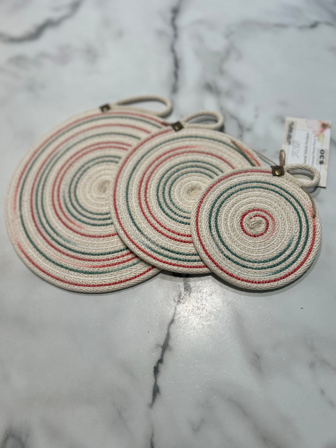 Rope Trivets, Italian Colour Scheme, Hand Woven, Hot Pad,plant Coaster ...