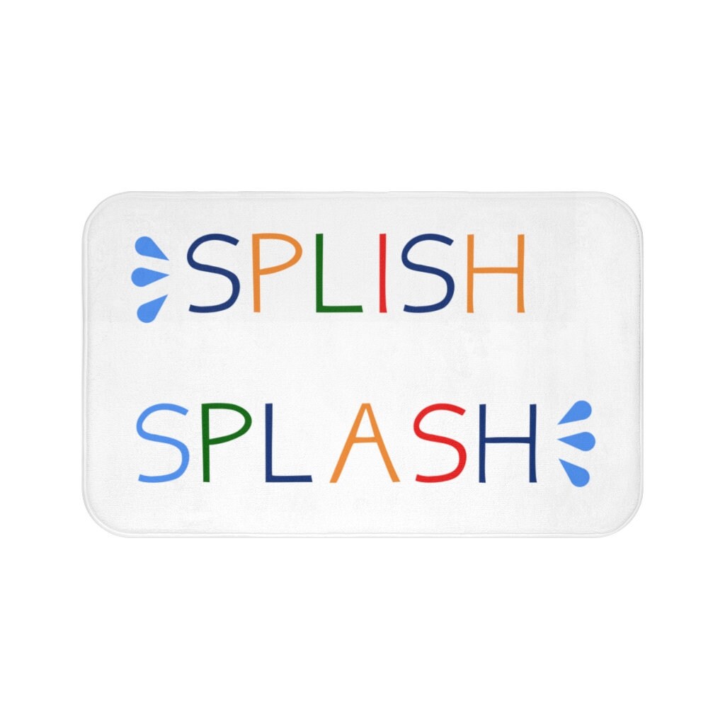 Splish Splash Kids' Colorful White Bath Mat Navy | Etsy