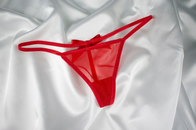 Sheer Red G-string. Sexy Mesh Handmade Lingerie. See Through G-string ...
