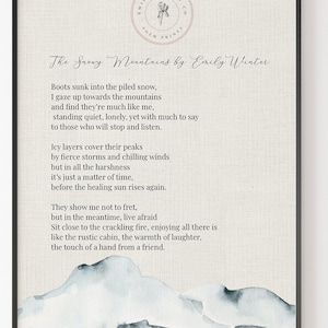 Hiker Greeting Card, Mountain Poem, Snowy Mountains, Wanderlust Poem ...