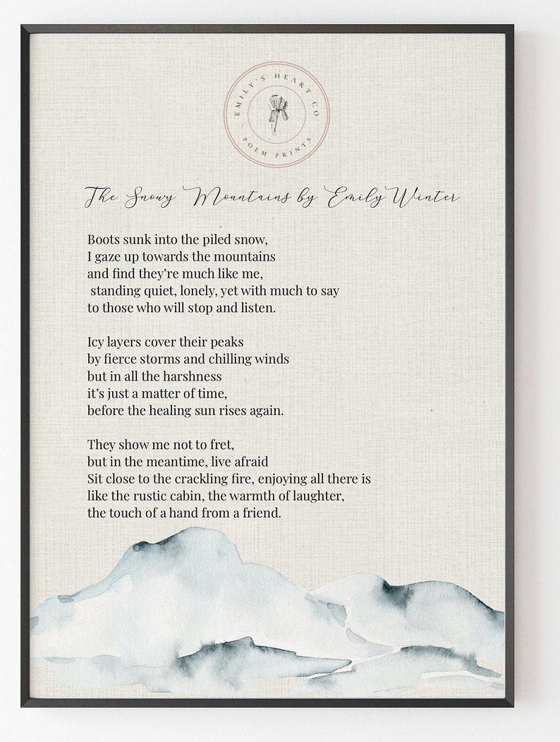 Hiker Greeting Card, Mountain Poem, Snowy Mountains, Wanderlust Poem ...