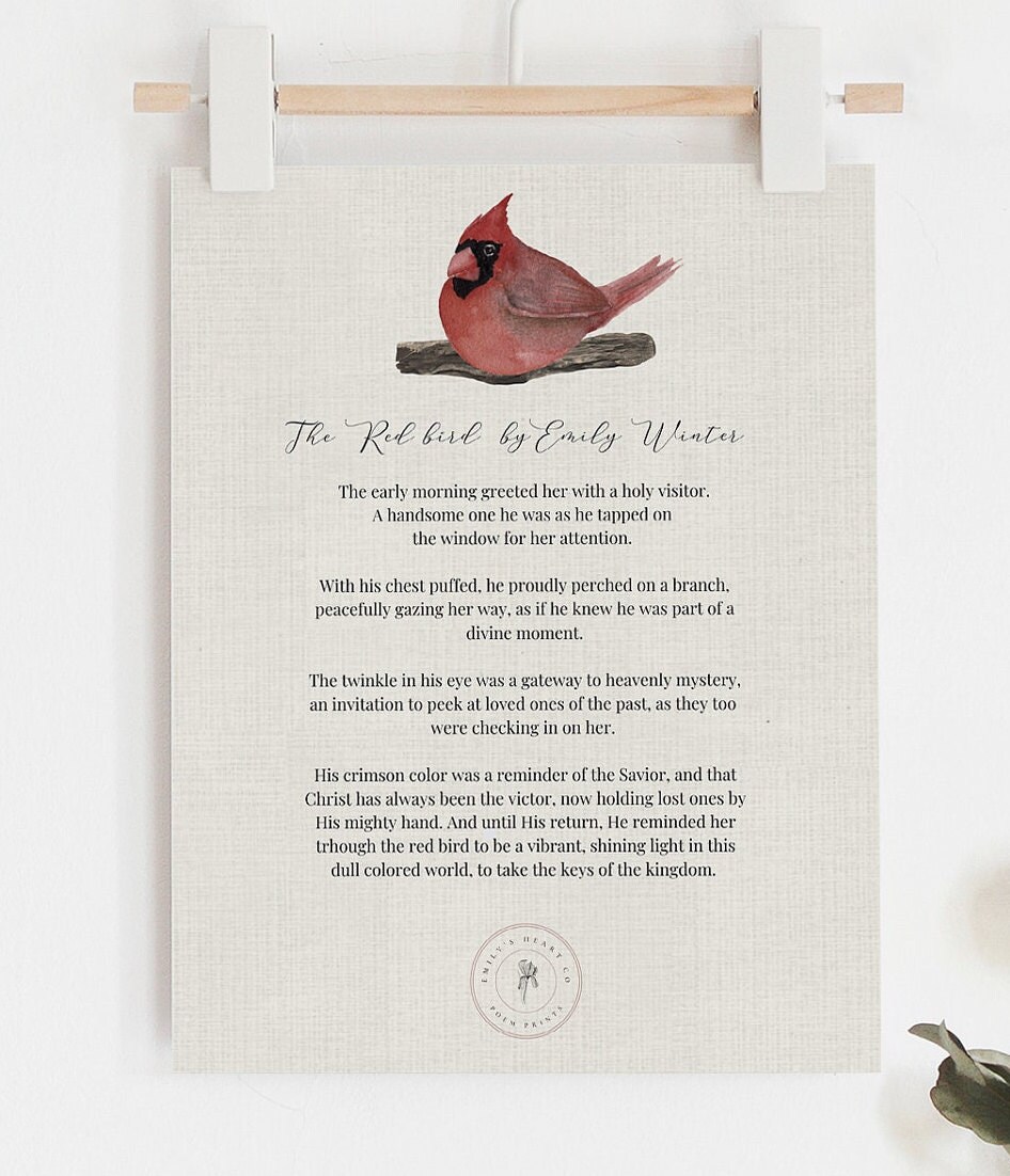 Sympathy Card Sympathy Poem Cardinal Gift Cardinal Art - Etsy