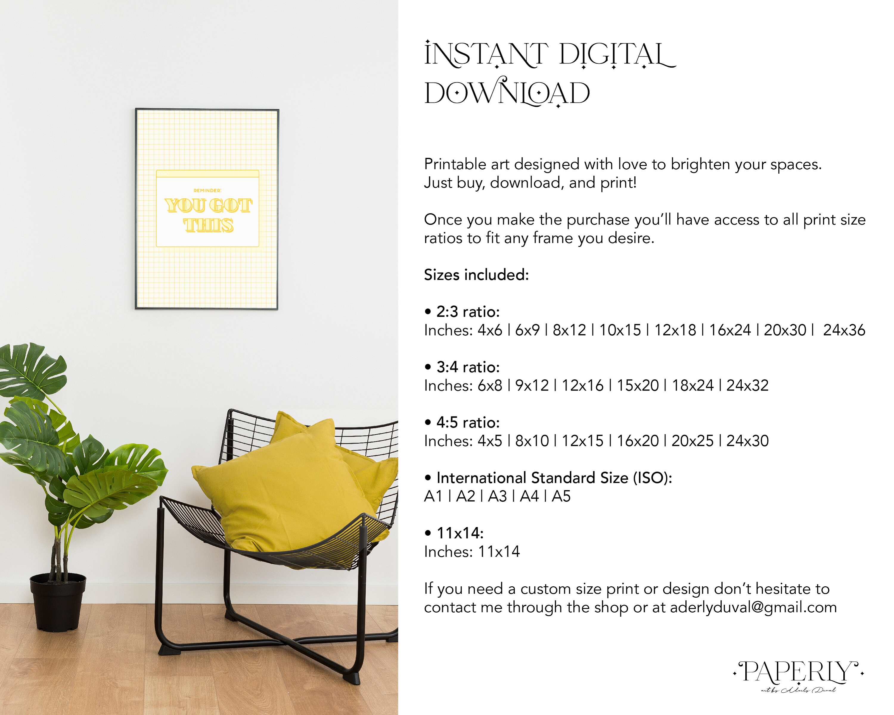 Yellow You Got This Quote Art Print Colorful Style Poster Wall Art ...