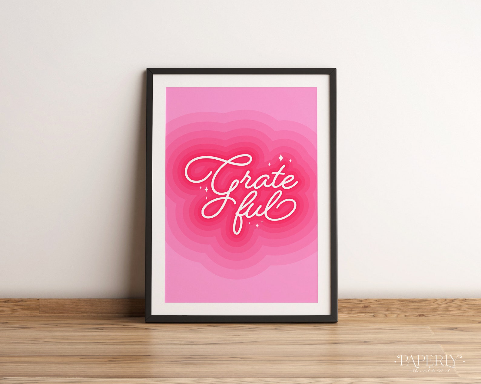 Pink Grateful Quote Art Print | Colorful Style Poster | Wall Art ...