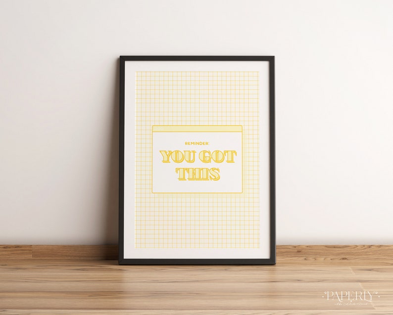Yellow You Got This Quote Art Print | Colorful Style Poster | Wall Art ...