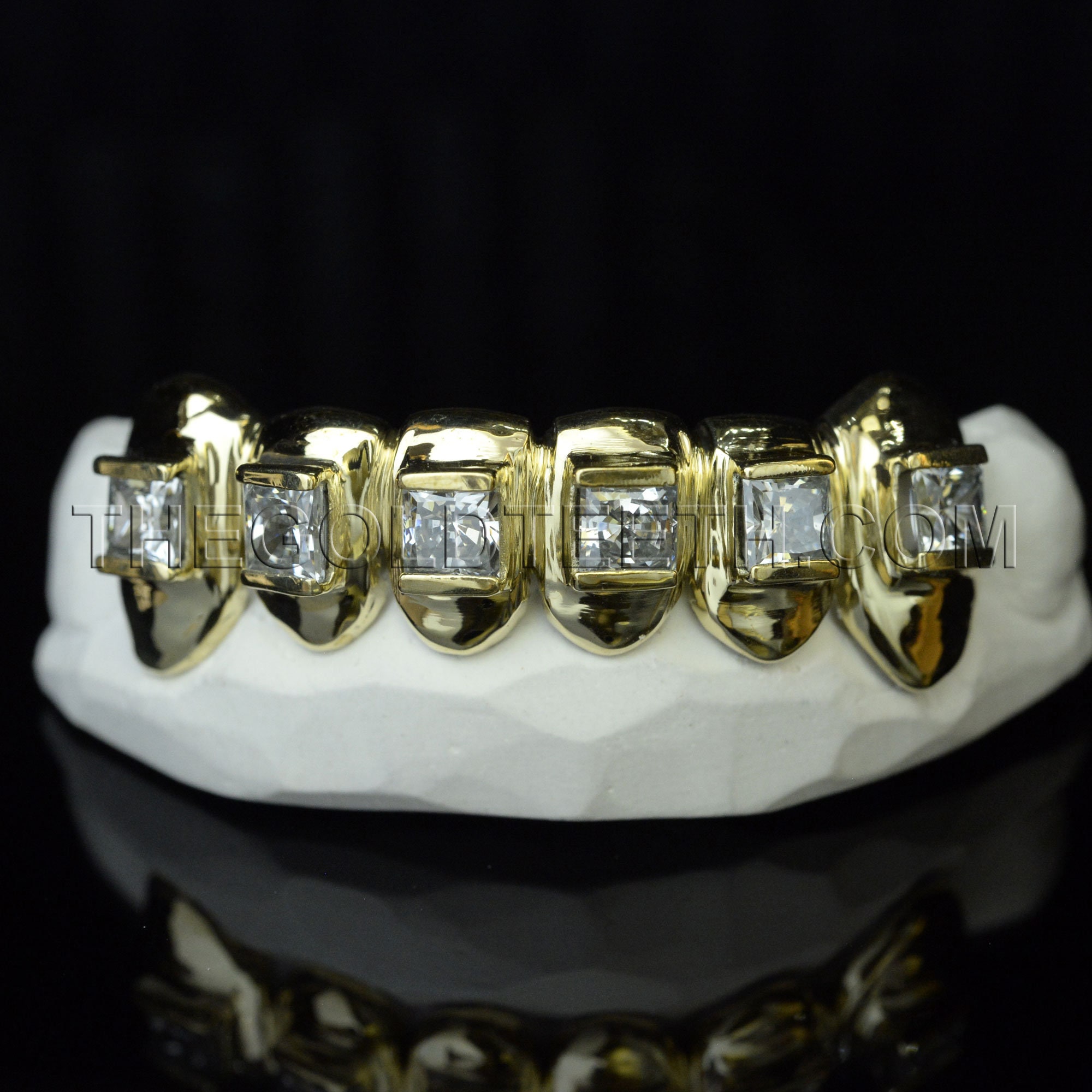 Grillz CZ Iced Out Yellow Custom Grillz Gold Teeth Real Gold - Etsy
