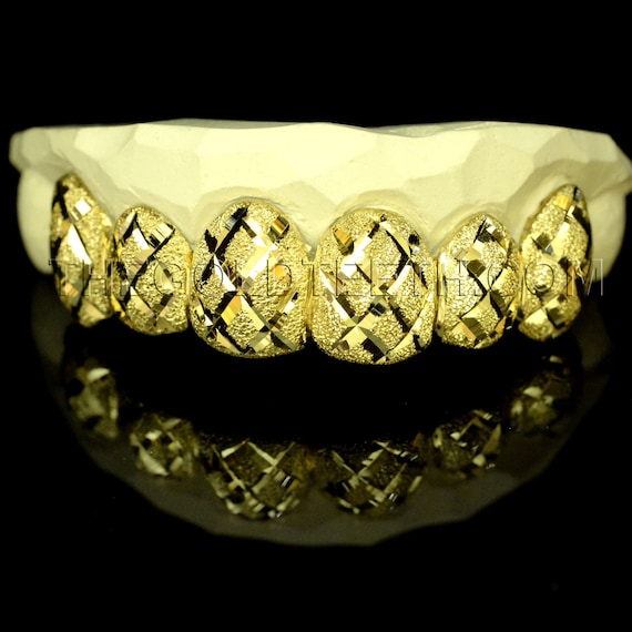 Gold Grillz 10k14k18k Custom Gold Teeth Diamond Dust Yellow | Etsy