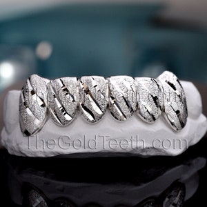 Silver Grillz 925 Sterling Silver Teeth Real Diamond Dust Silver Grill ...