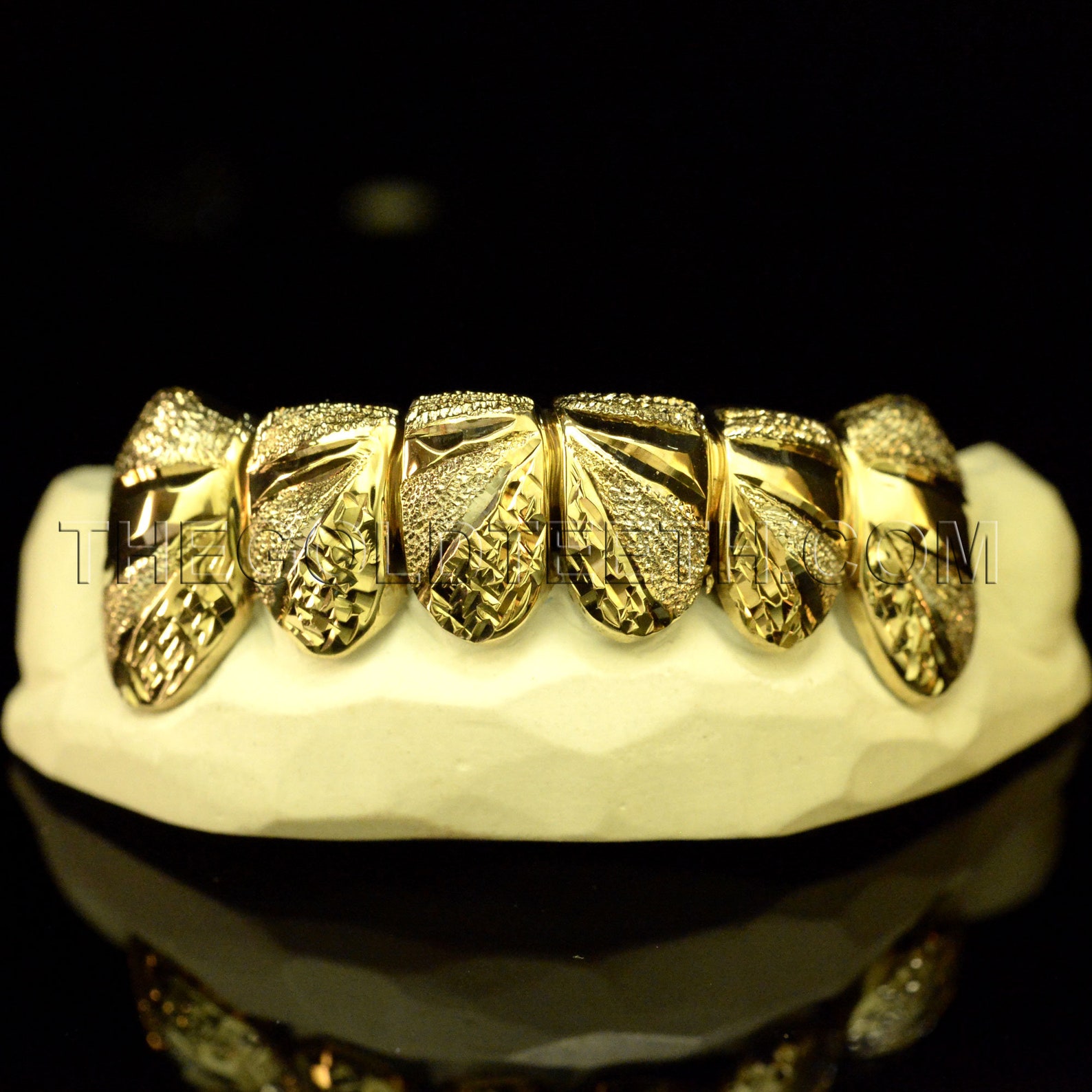 Grillz 10k Custom Gold Teeth Diamond Dust Yellow Gold Grillz - Etsy