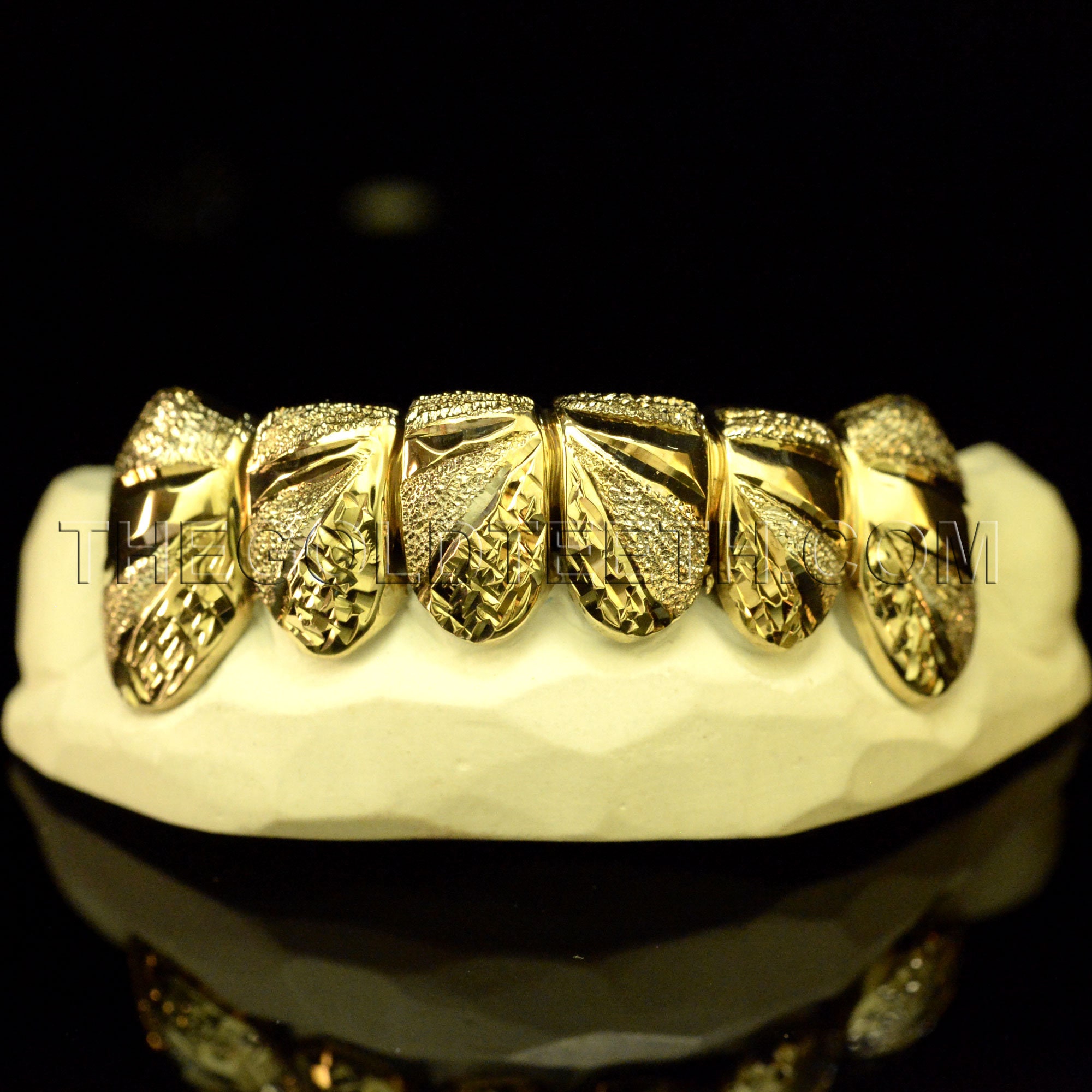 Grillz 10k Custom Gold Teeth Diamond Dust Yellow Gold Grillz - Etsy