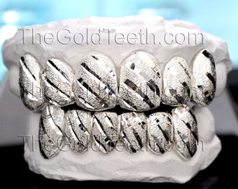 Silver Grillz 925 Sterling Silver Teeth Real Diamond Dust | Etsy