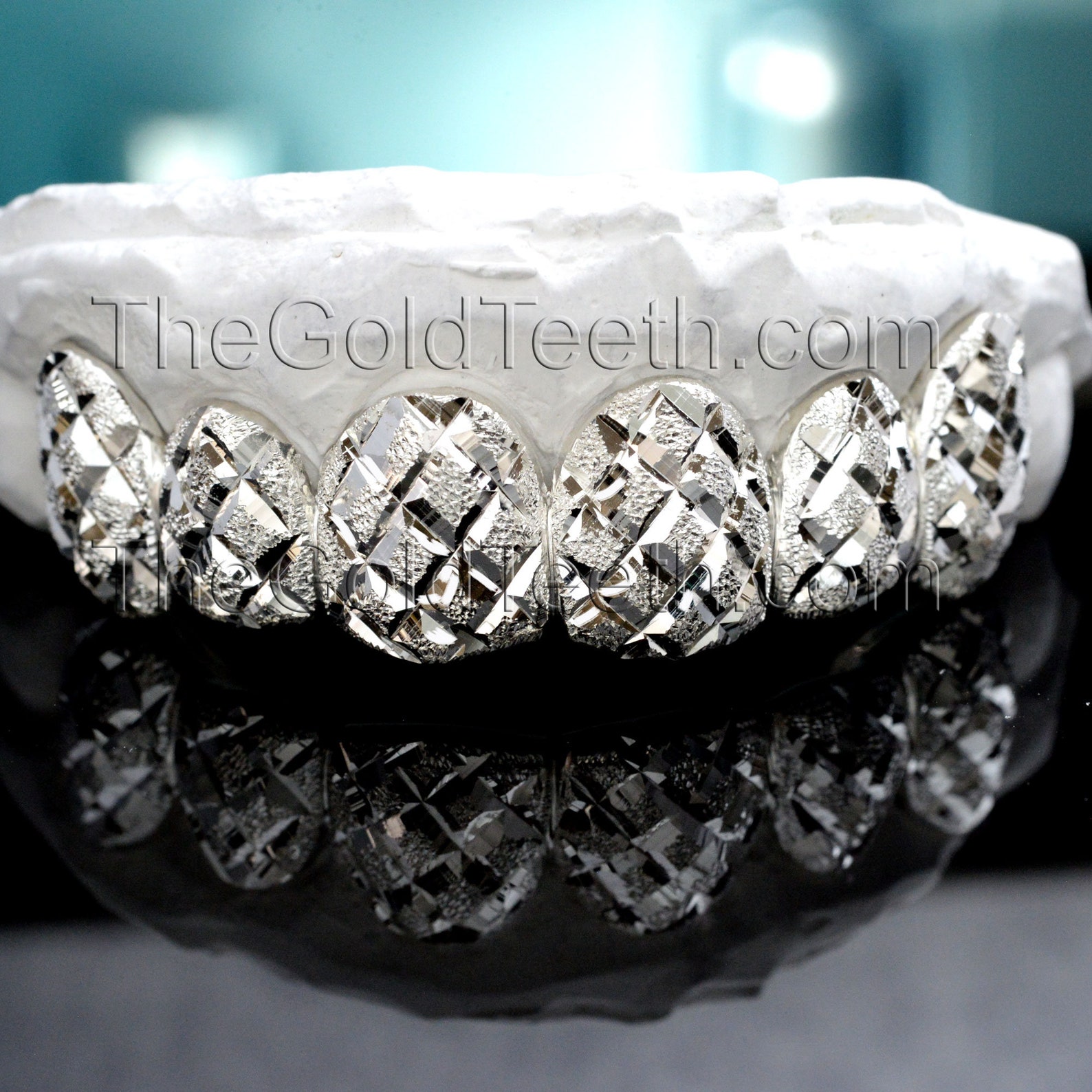 Silver Grillz 925 Sterling Silver Teeth Real Diamond Dust Custom Silver ...