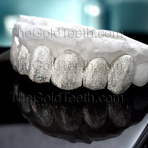 Silver Grillz 925 Sterling Silver Teeth Real Diamond Dust Silver Grill ...