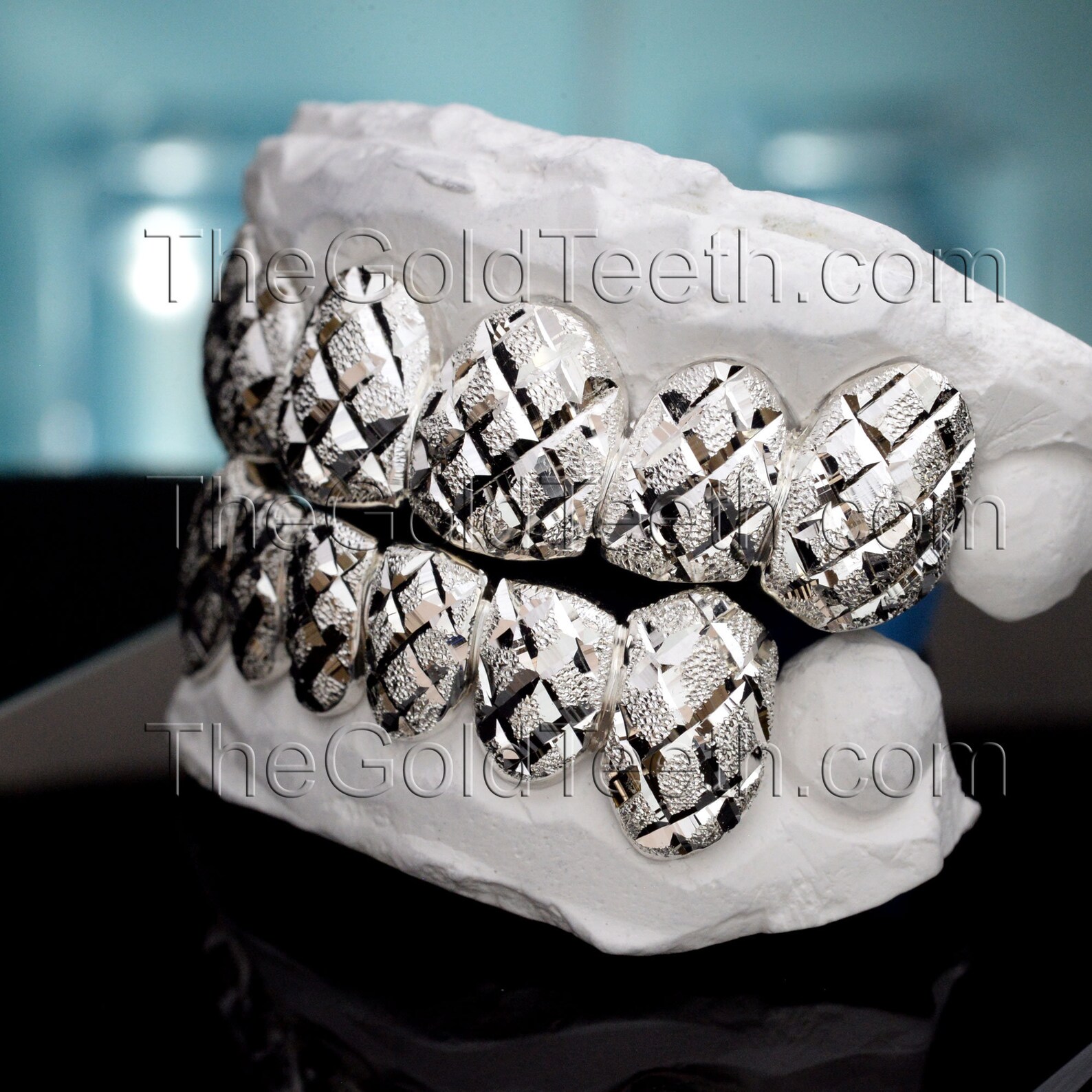Silver Grillz 925 Sterling Silver Teeth Real Diamond Dust Custom Silver ...