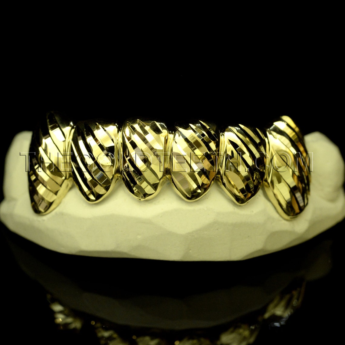 Gold Grillz 10k Gold Teeth Diamond Cut Yellow Gold Grillz Real Gold ...