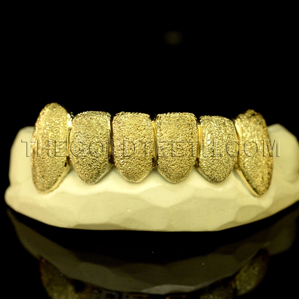 Custom Grillz 10k Gold Teeth Diamond Dust Yellow Gold Grillz | Etsy