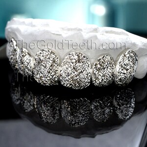 Silver Grillz 925 Sterling Silver Teeth Real Diamond Cut Custom Silver ...