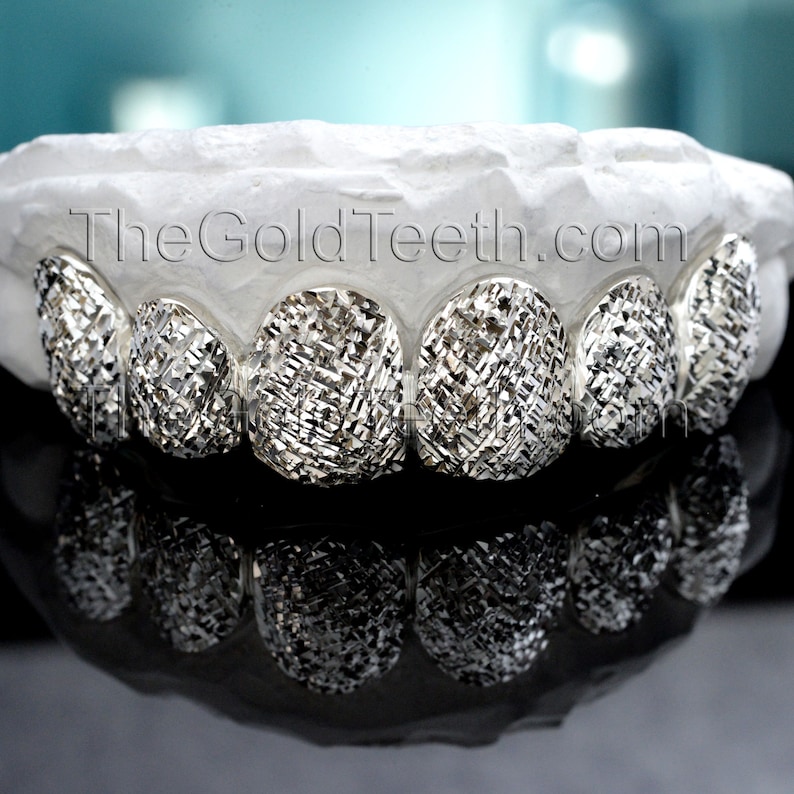 Silver Grillz 925 Sterling Silver Teeth Real Diamond Cut Custom Silver ...