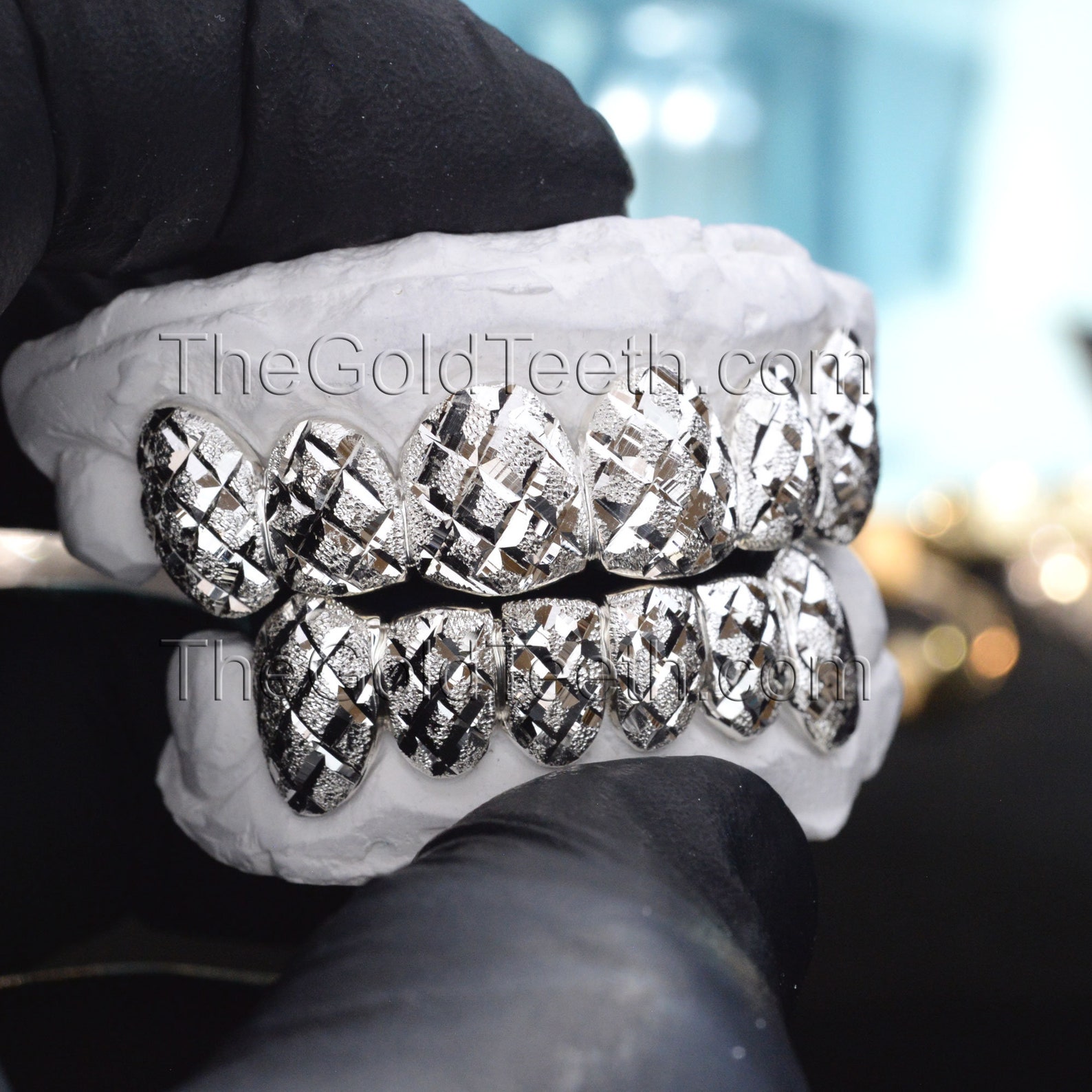 Silver Grillz 925 Sterling Silver Teeth Real Diamond Dust Custom Silver ...