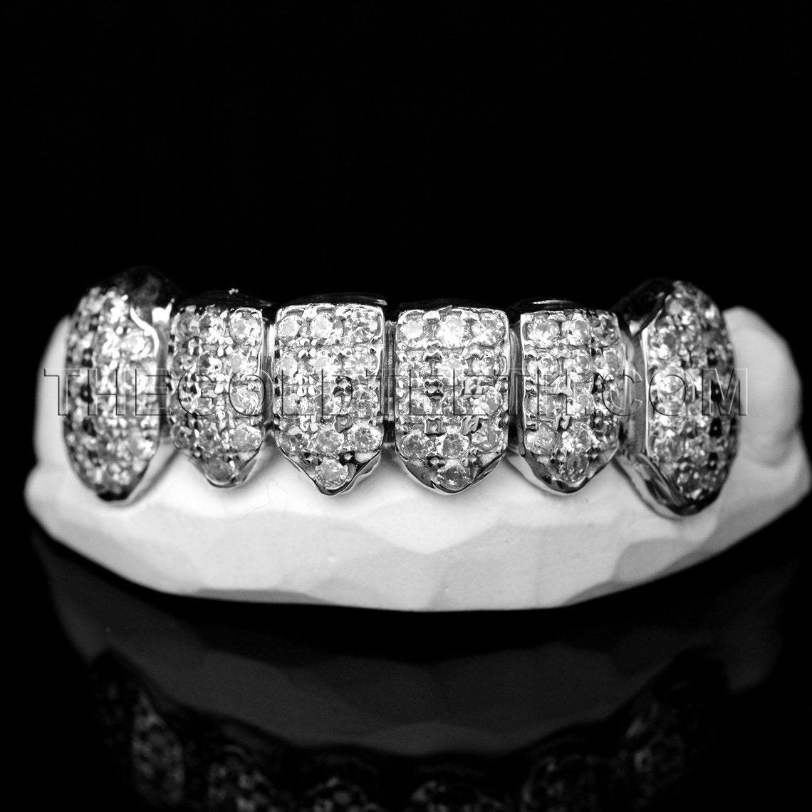 Grillz CZ Iced Out Silver Grillz Custom 925 Sterling Silver Teeth Real ...