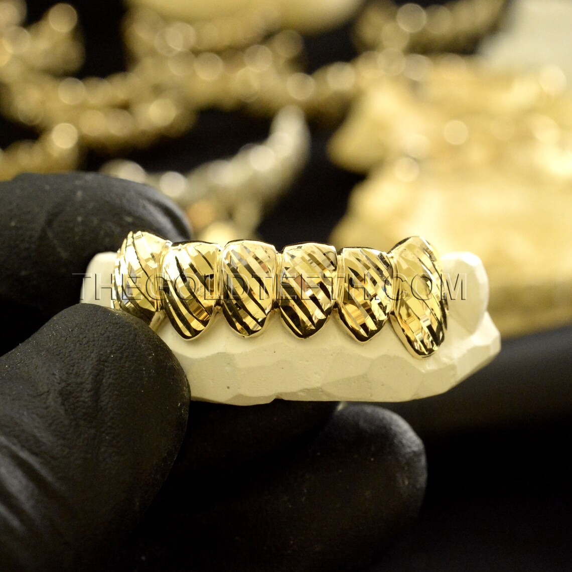 Gold Grillz 10k Gold Teeth Diamond Cut Yellow Gold Grillz Real | Etsy
